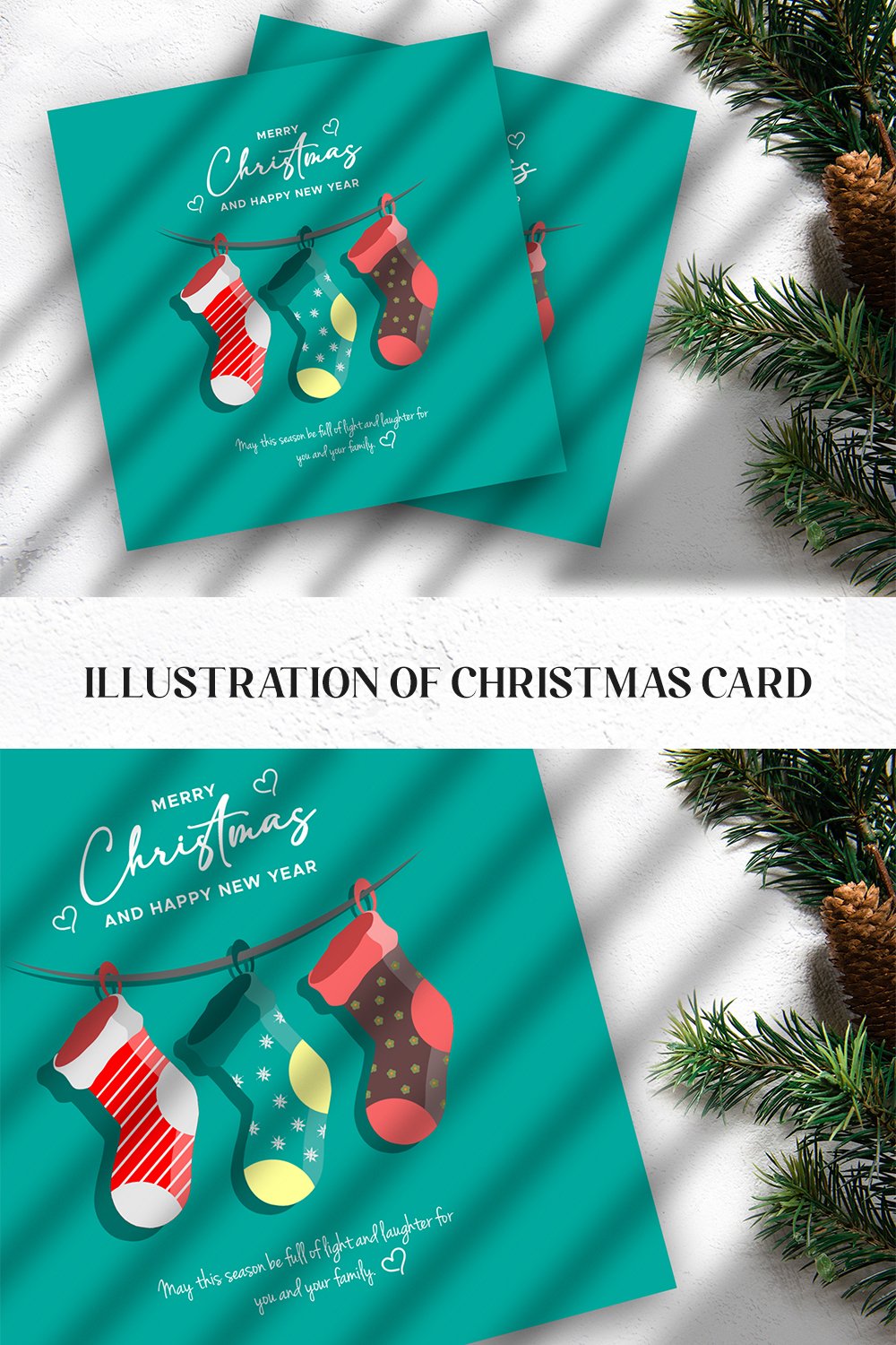 Illustration Christmas Socks with Christmas Wishes