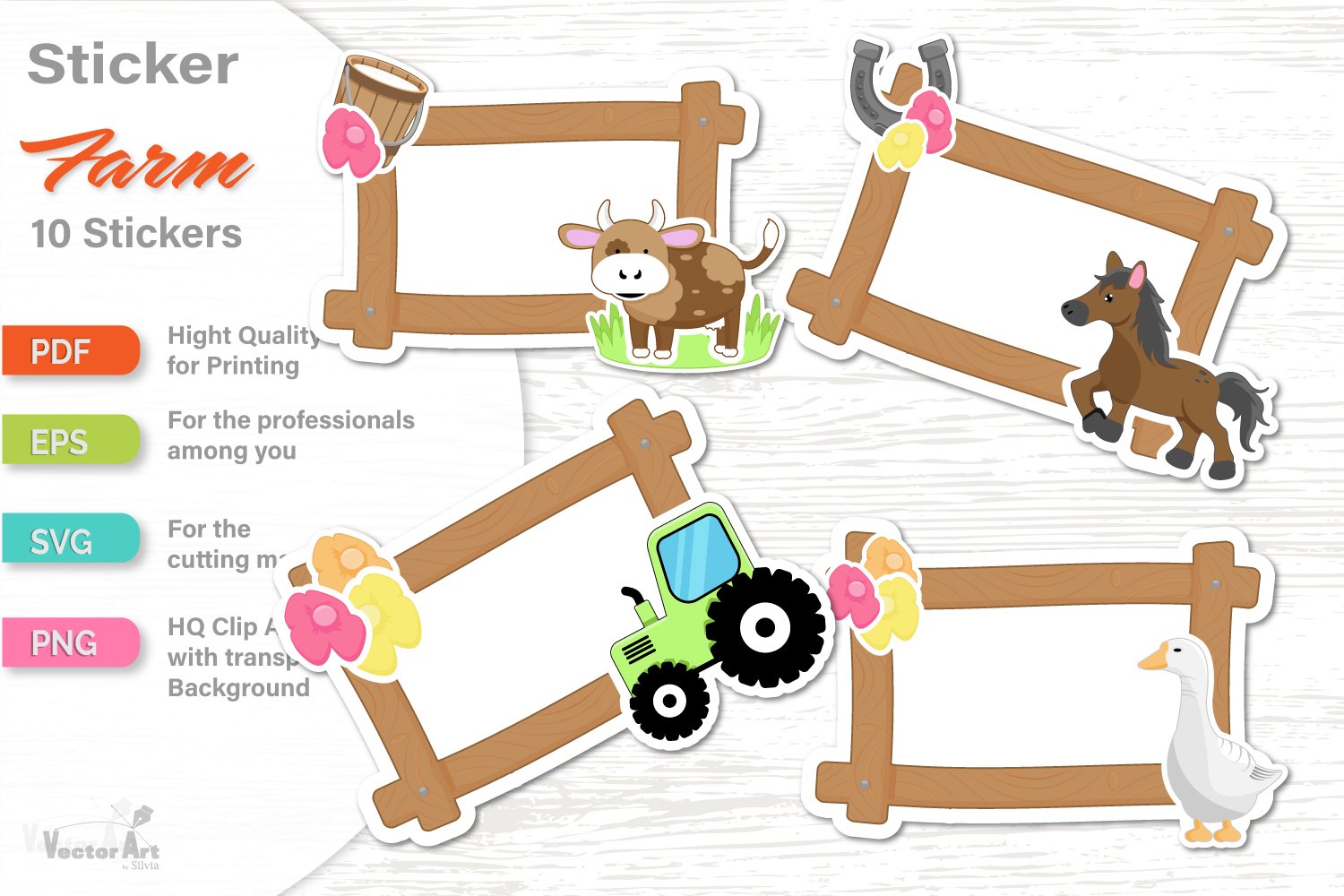 Farm Animals for Nameplates - Sticker for Print and Cut