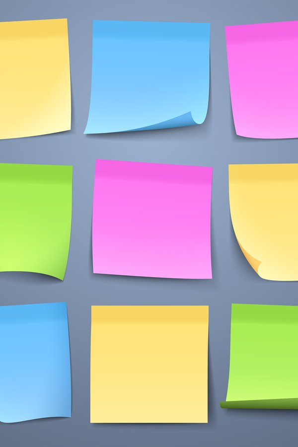 Blank color message sticky papers vector set