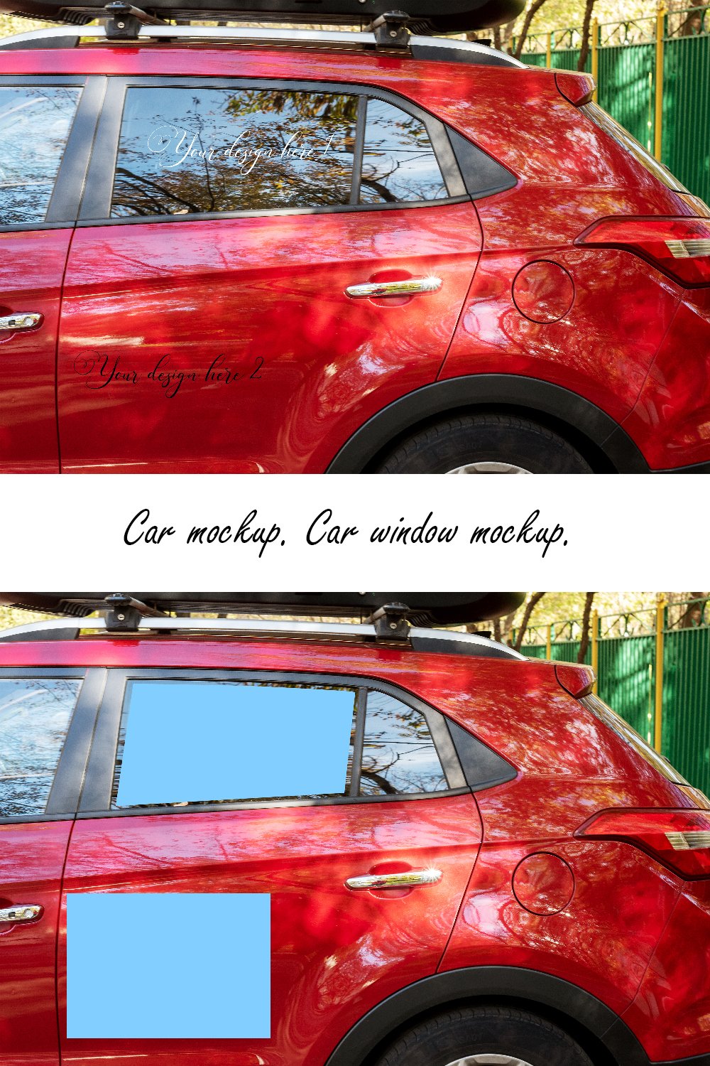 Car mockup. Car window mockup.
