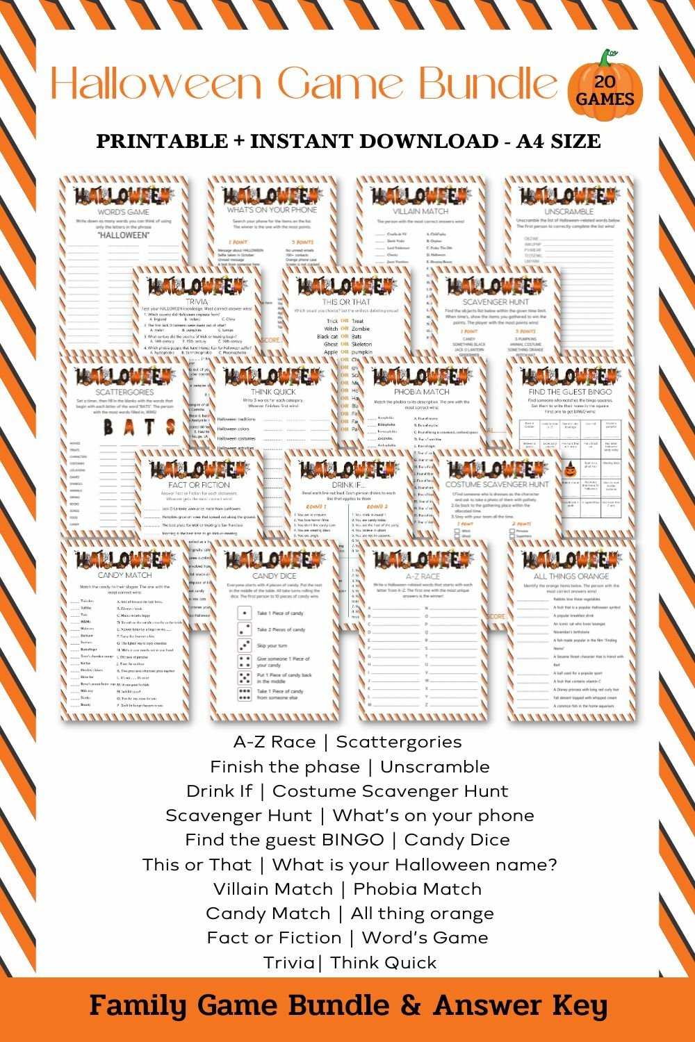 Halloween Party game bundle - 20 Games