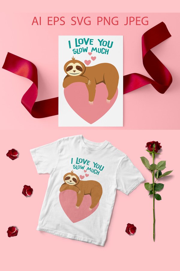 Valentine's Day SVG. Cute sloth with heart (1139489)