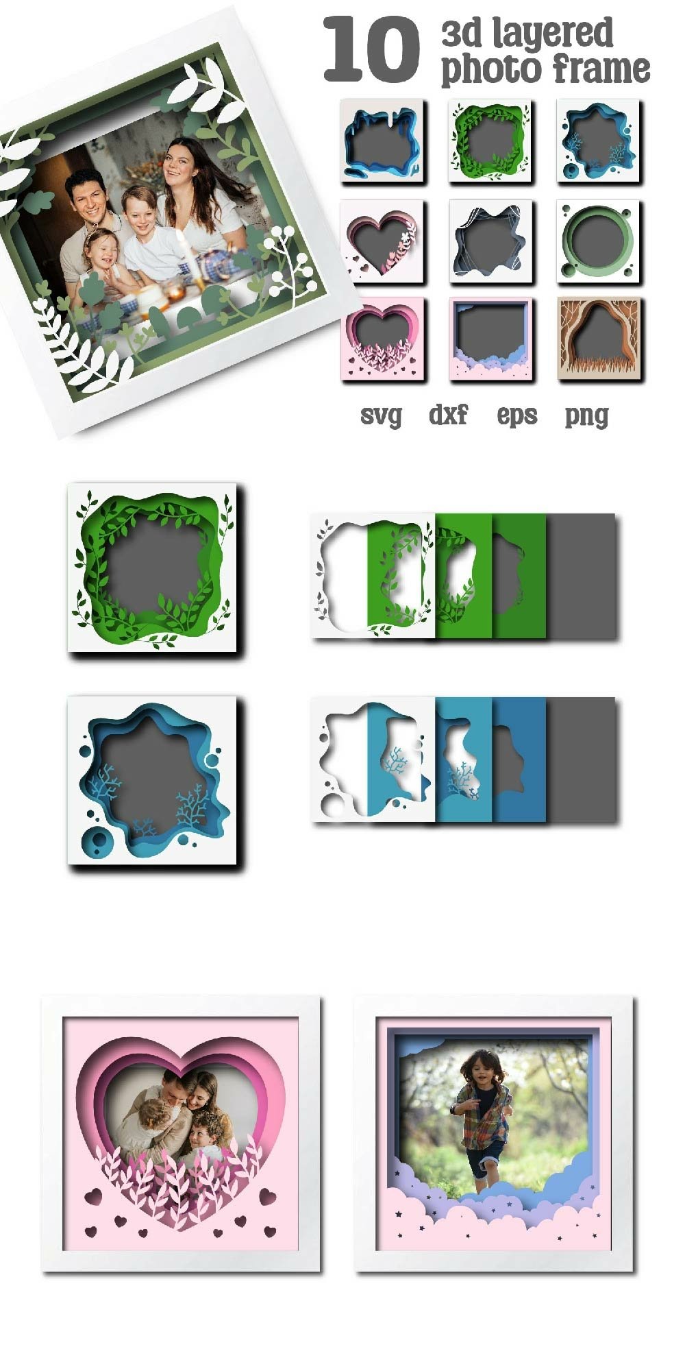 3D layered photo frame svg, dxf, eps, png (2536030)