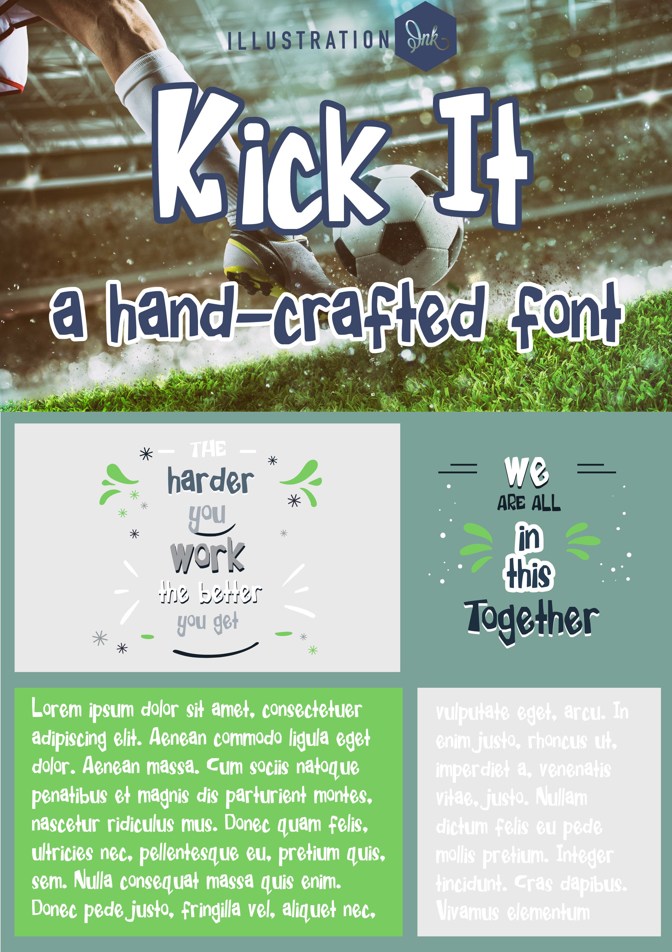 Hand-crafted, font for kids and school