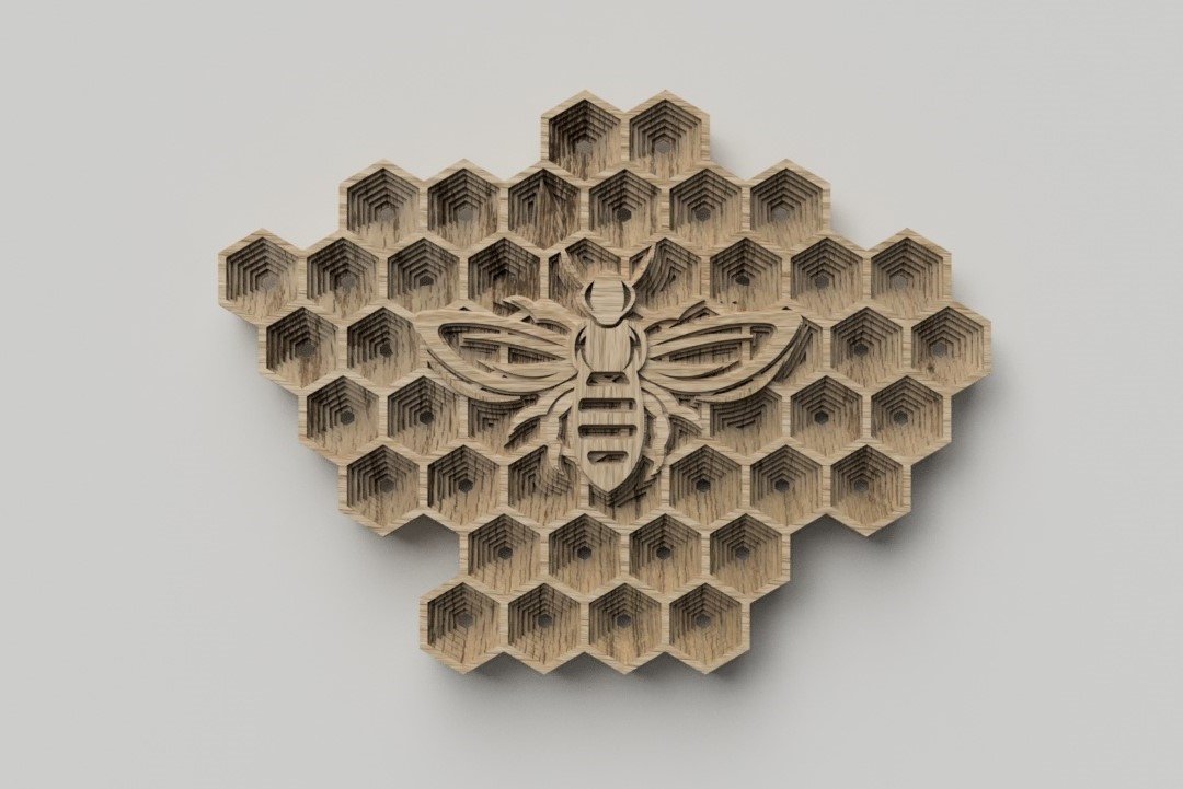 Digital file, Mandala DXF file, DXF honey comb bee (1098883)