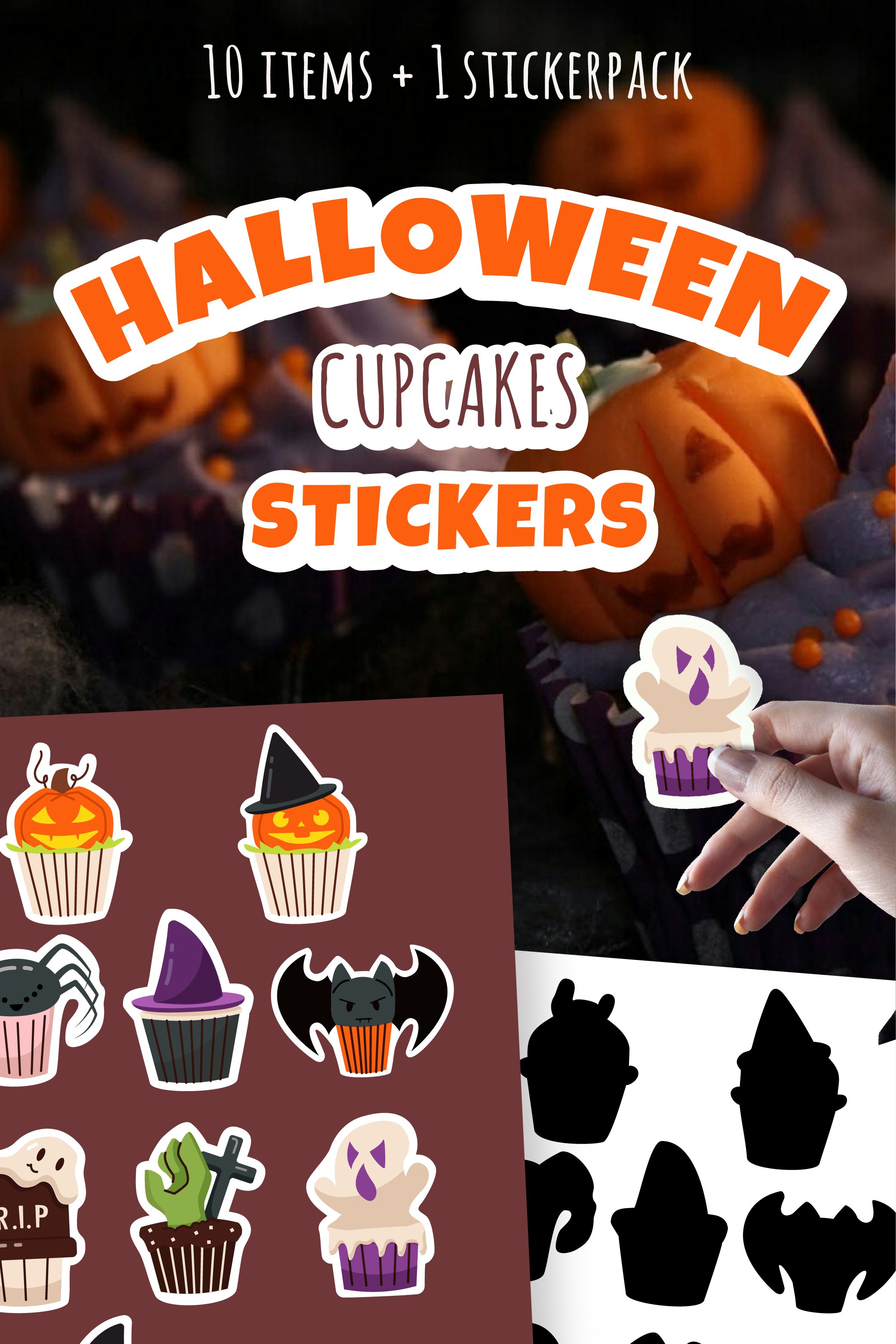 Halloween spooky cupcakes printable stickers for (2140577)