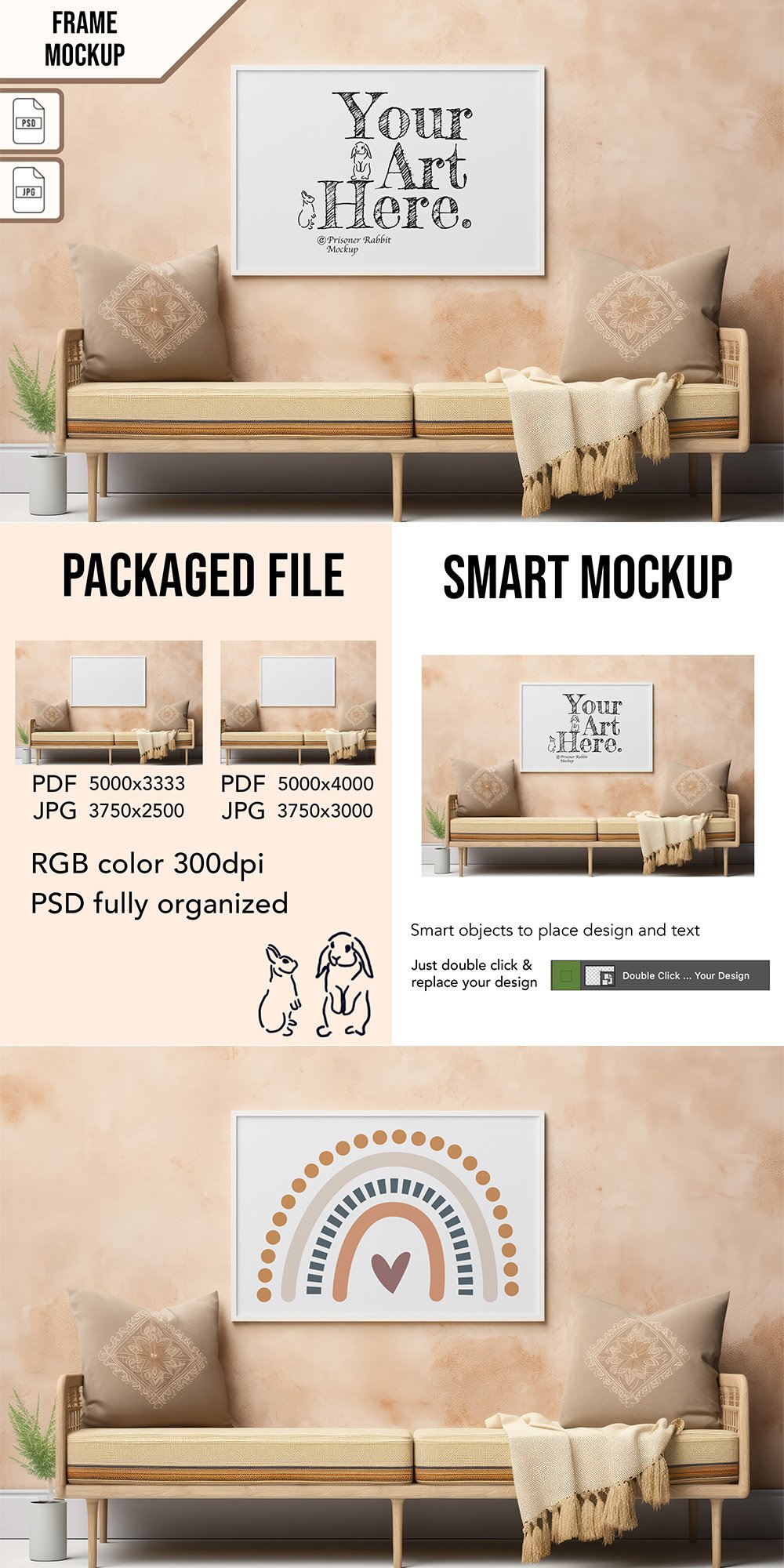 Wooden Frame Smart Mockup PSD & JPG Template (3141037)