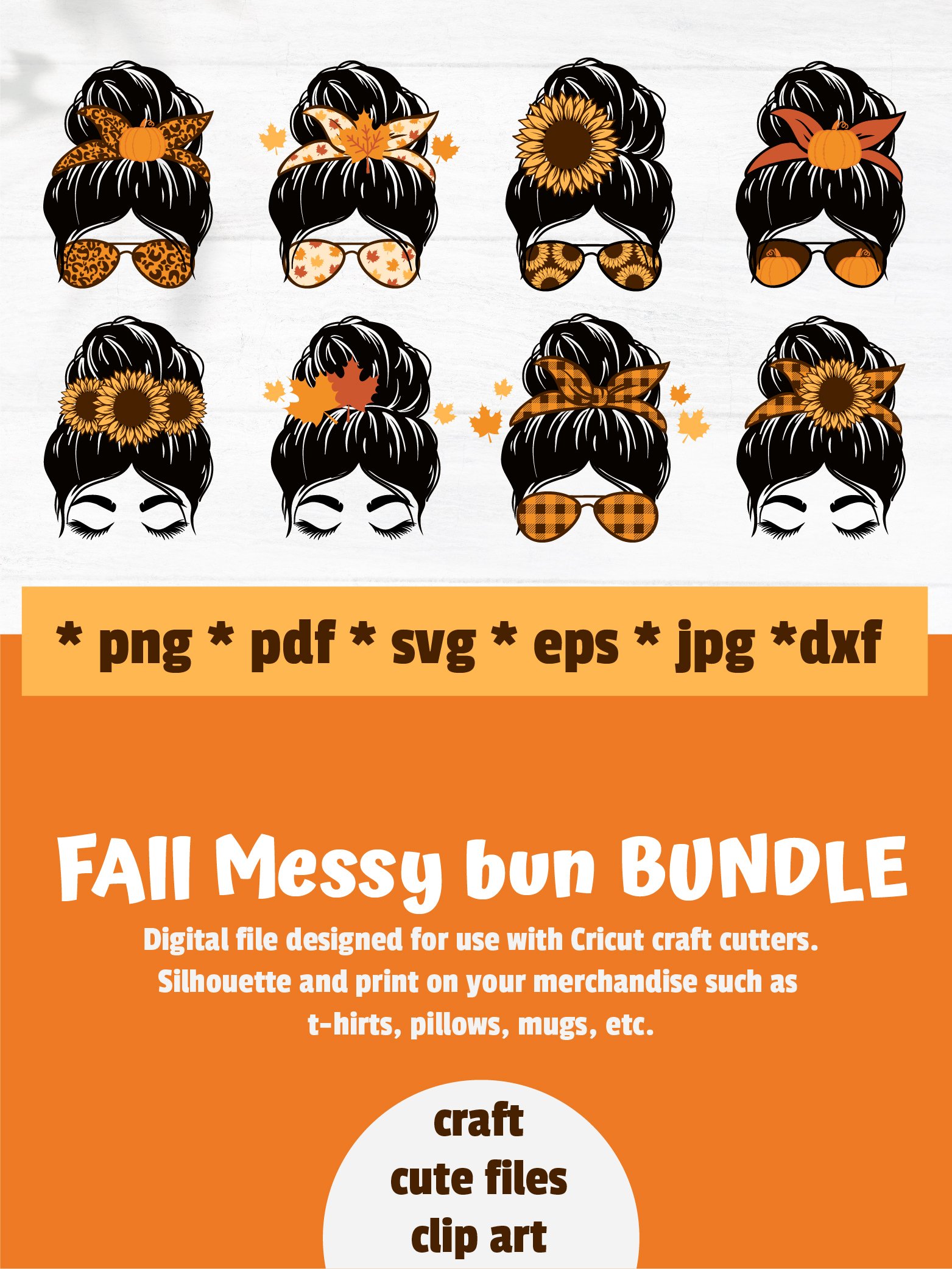 Fall Messy Bun SVG, Autumn Messy bun bundle Mommy life