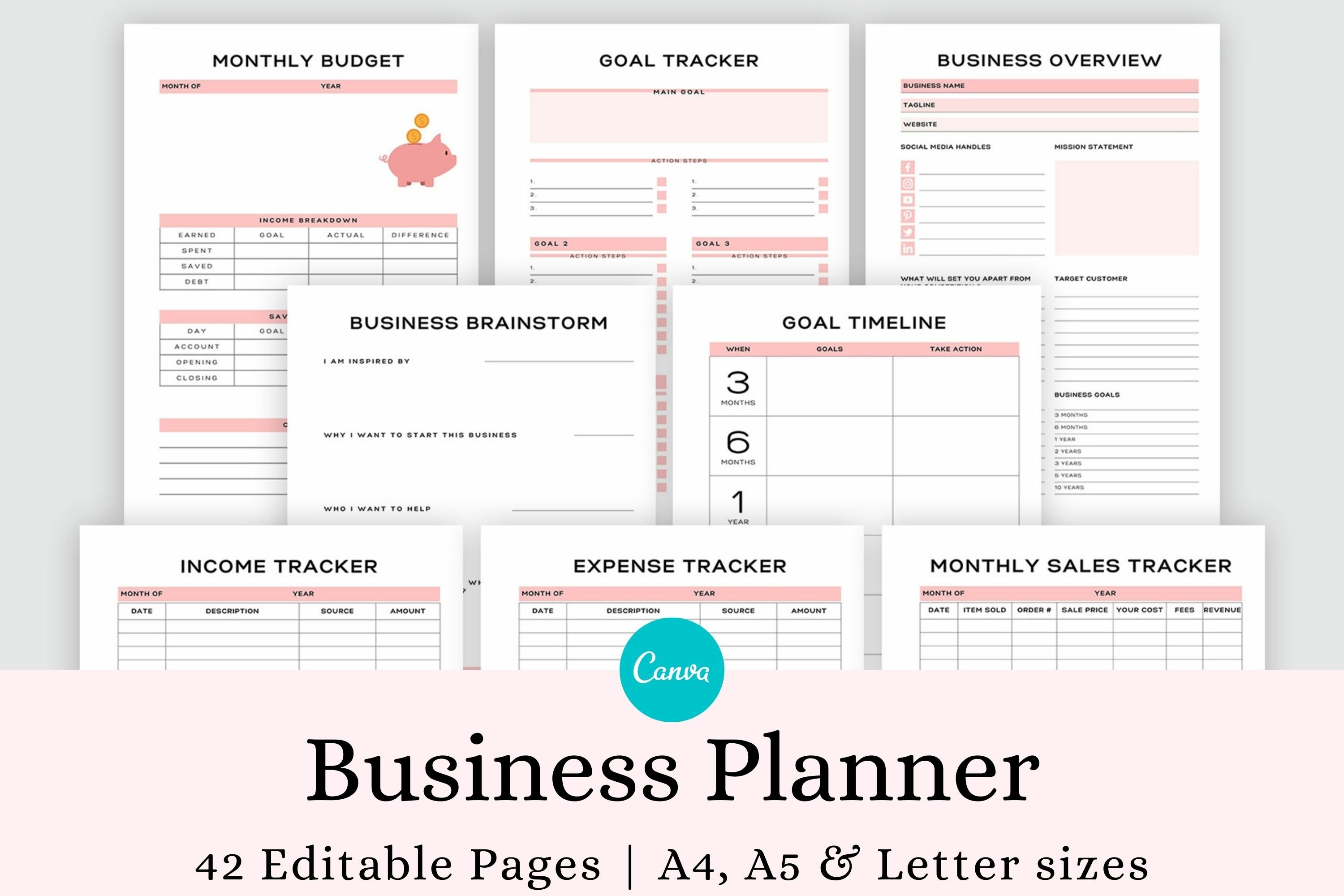 Editable Business Planner Bundle Pack 42 Pages