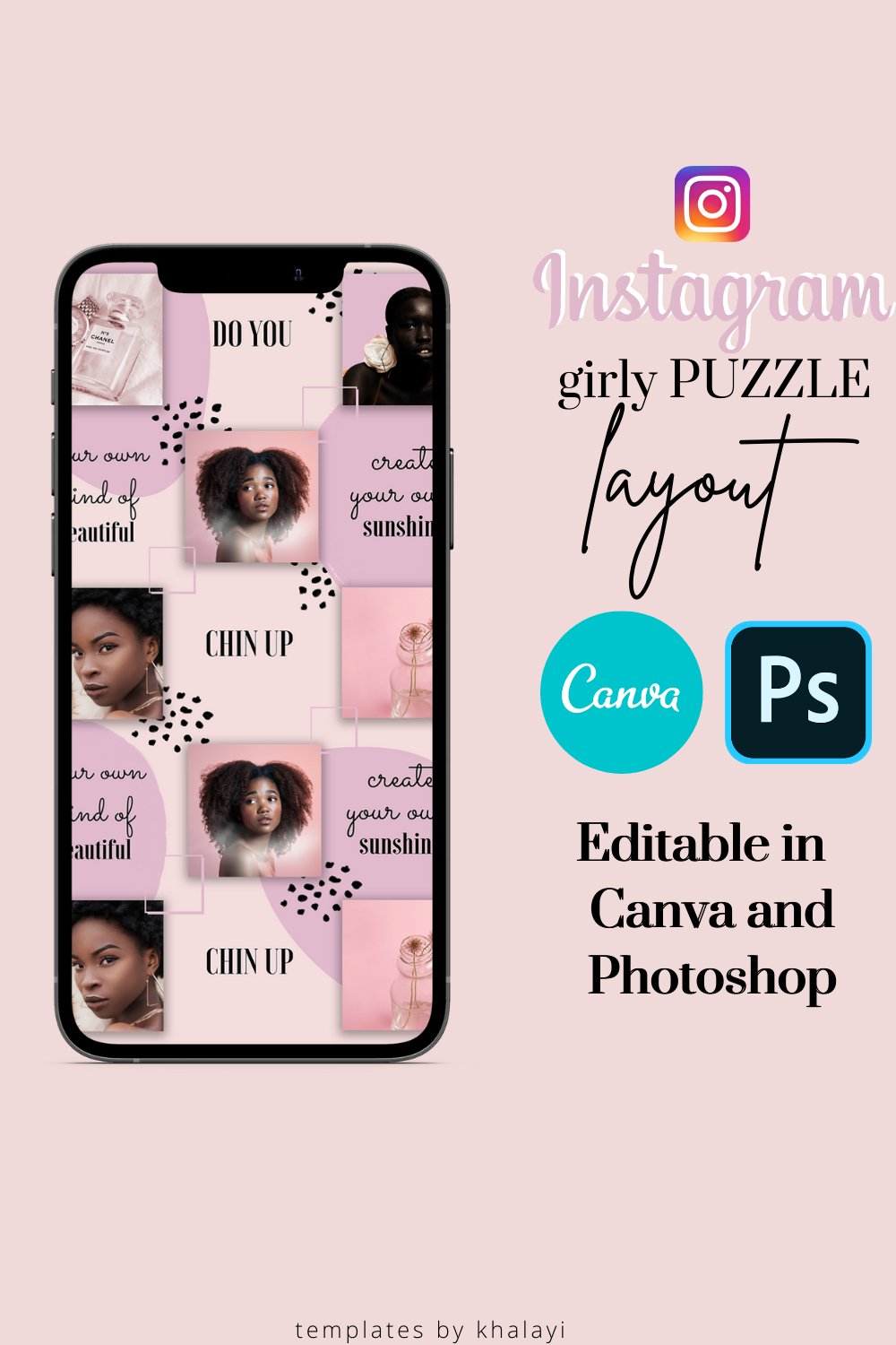 Instagram Puzzle Grid Photoshop and Canva