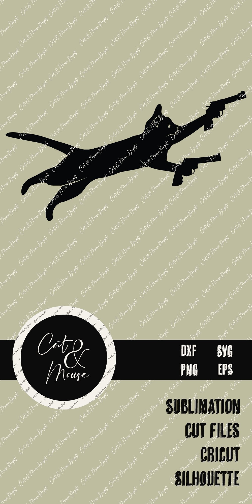 Flying Cat with guns SVG PNG cut file and sublimation