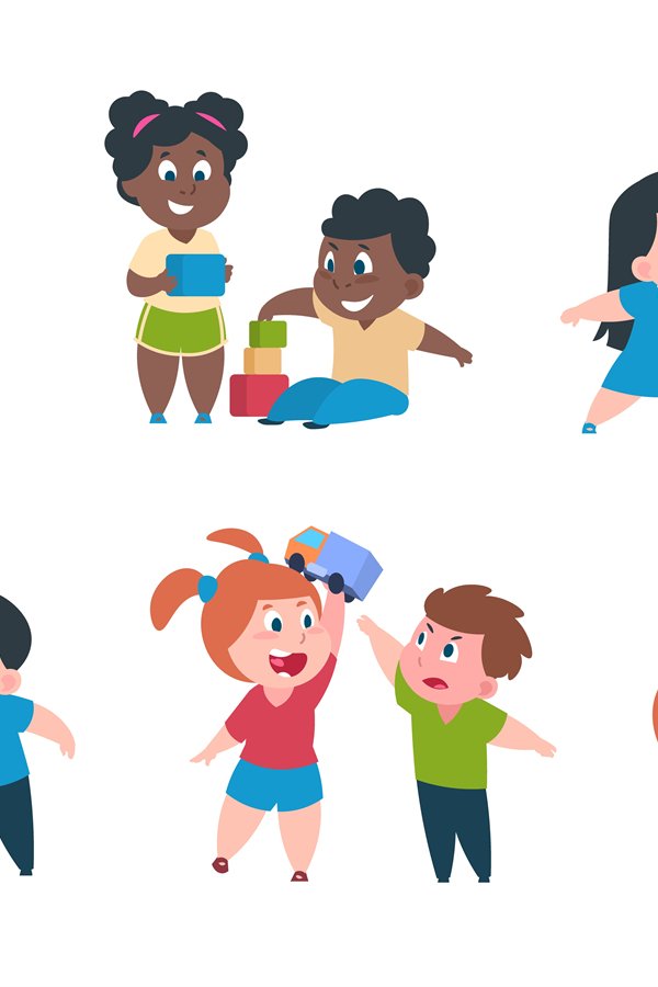 Kids behavior. Cartoon brother and sister fight (1169419)