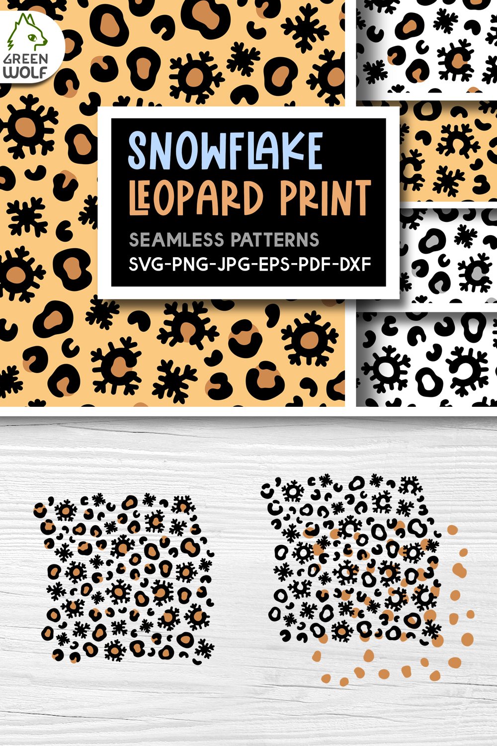 Snowflake pattern svg Christmas leopard print svg Winter svg