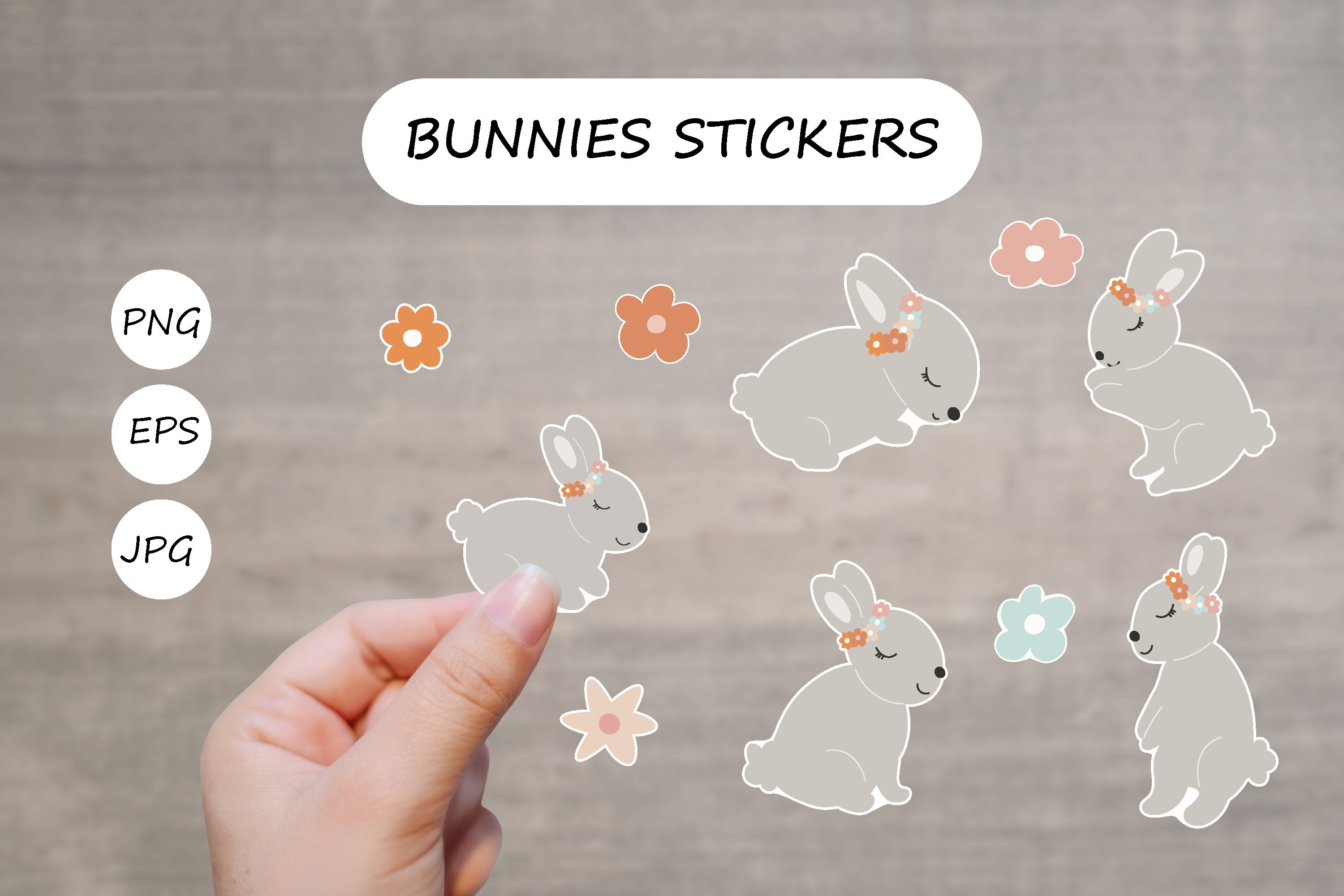 Cute Bunnies Printable Stickers Cricut Design (1310906)