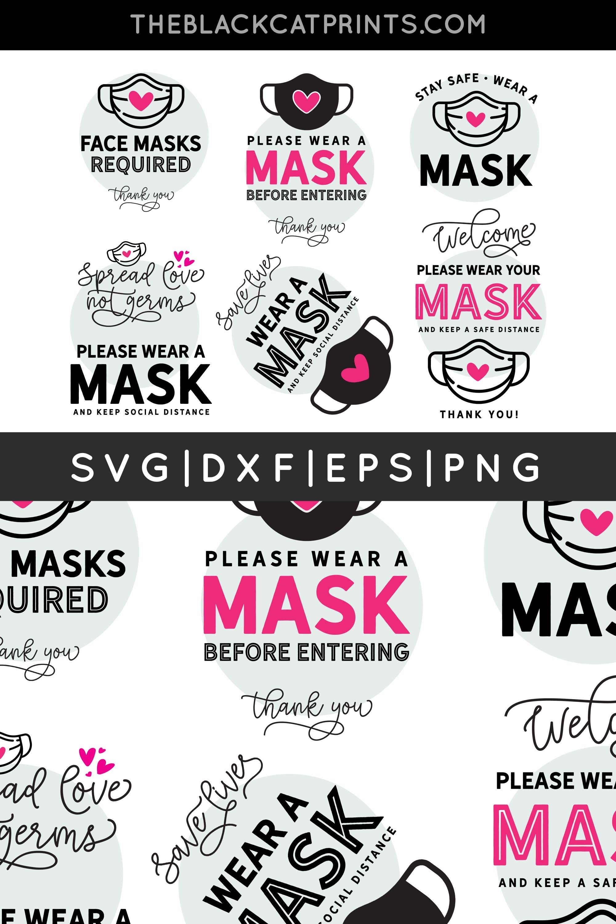 Wear A Mask Signs SVG Bundle | Wear A Mask SVG | Mask Sign