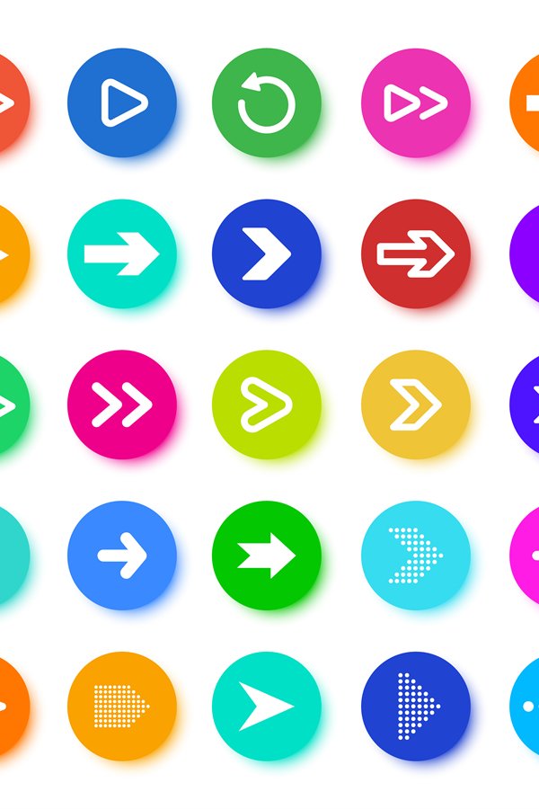Arrows button. Circle elements with arrow icons