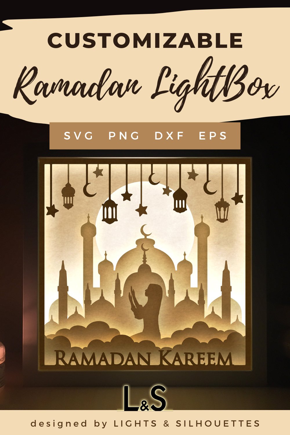 Customizable Ramadan Svg Lightbox | 3D Shadowbox Template