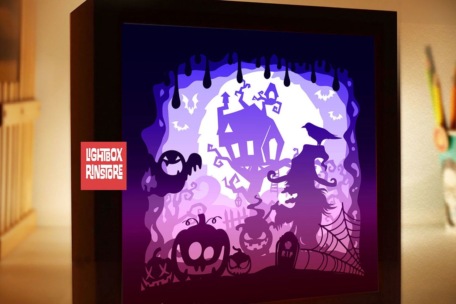 Halloween paper light box template shadow box template shado