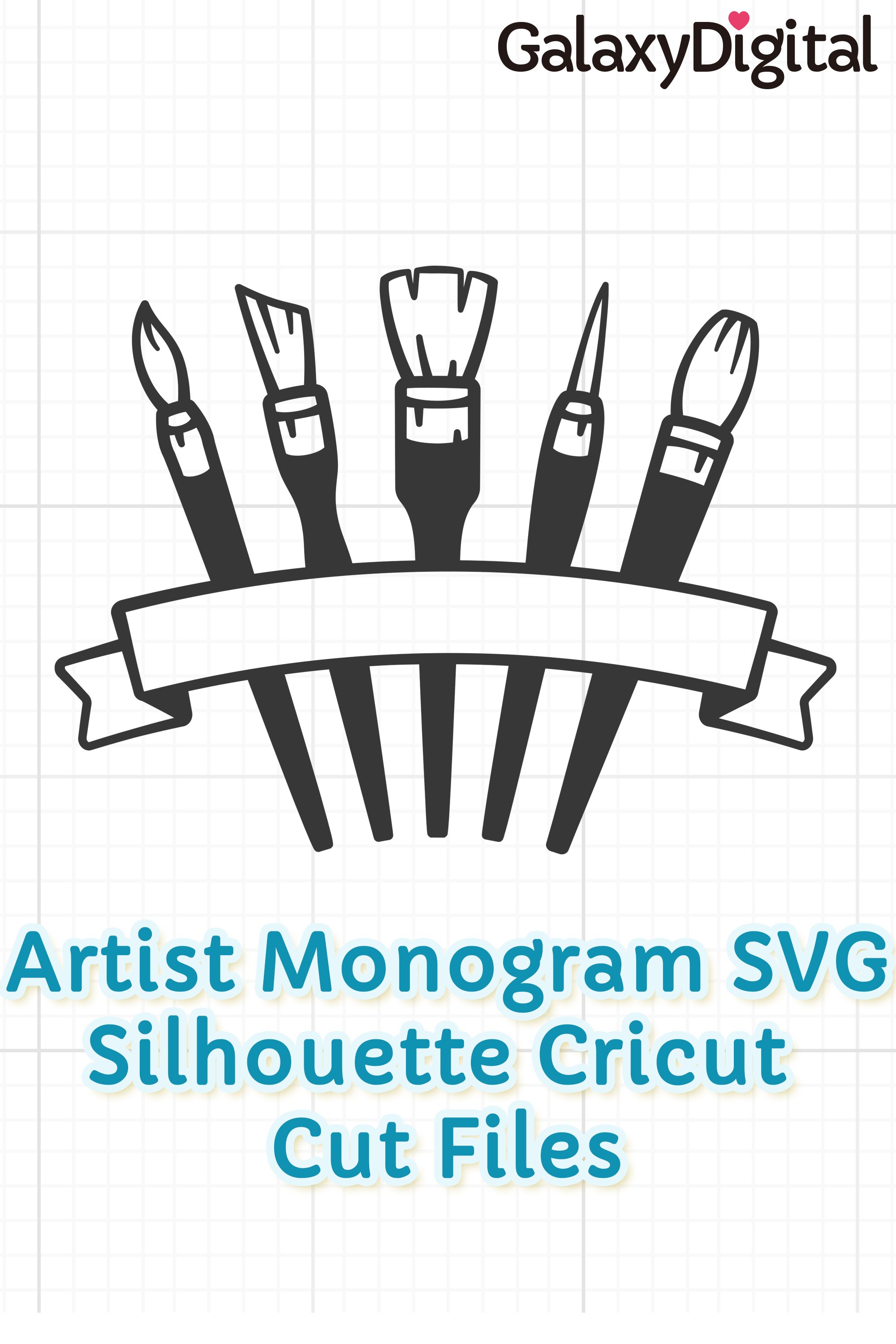 Artist SVG, Painting Brush SVG, Back to School Monogram