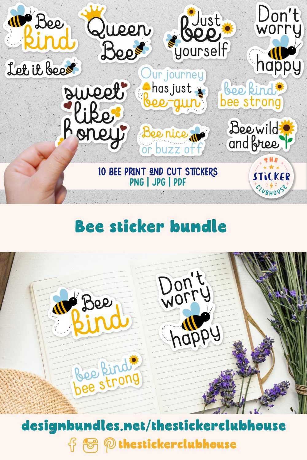 Bee sticker bundle | Printable sticker bundle cute bees