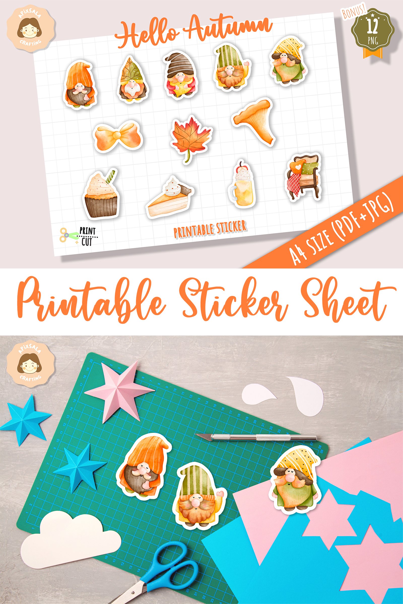 Fall-Autumn Gnome Printable Sticker Sheet (2179061)