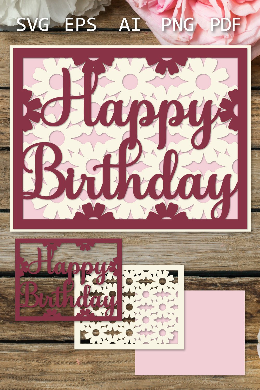 Happy Birthday card SVG | Birthday paper cutting template