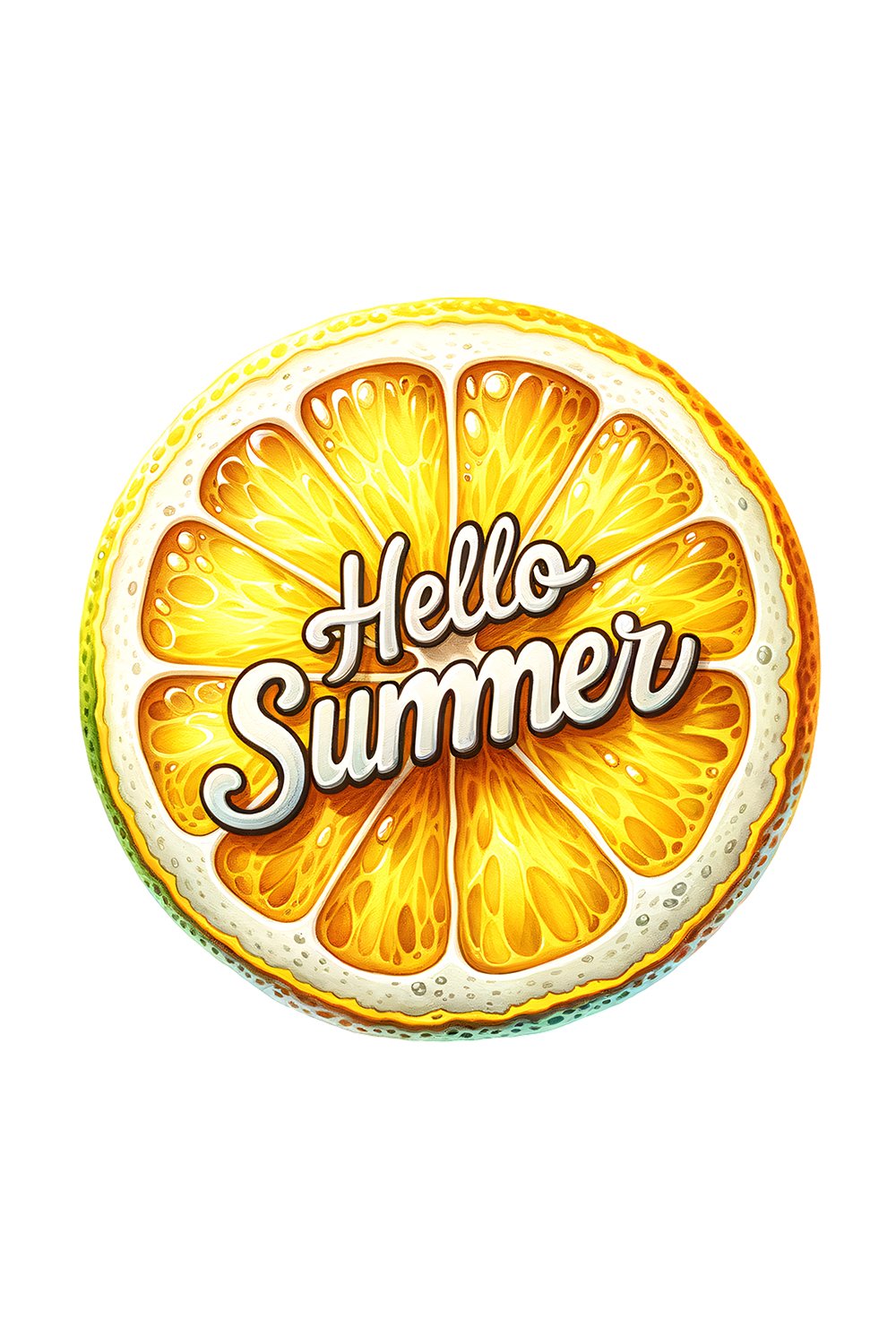 Hello Summer Lemon Slice Clipart Sublimation PNG (3777055)