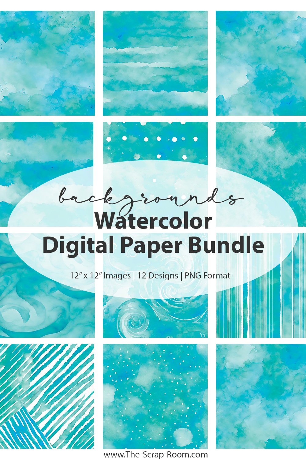 Digital Paper, printable paper bundle: teal green