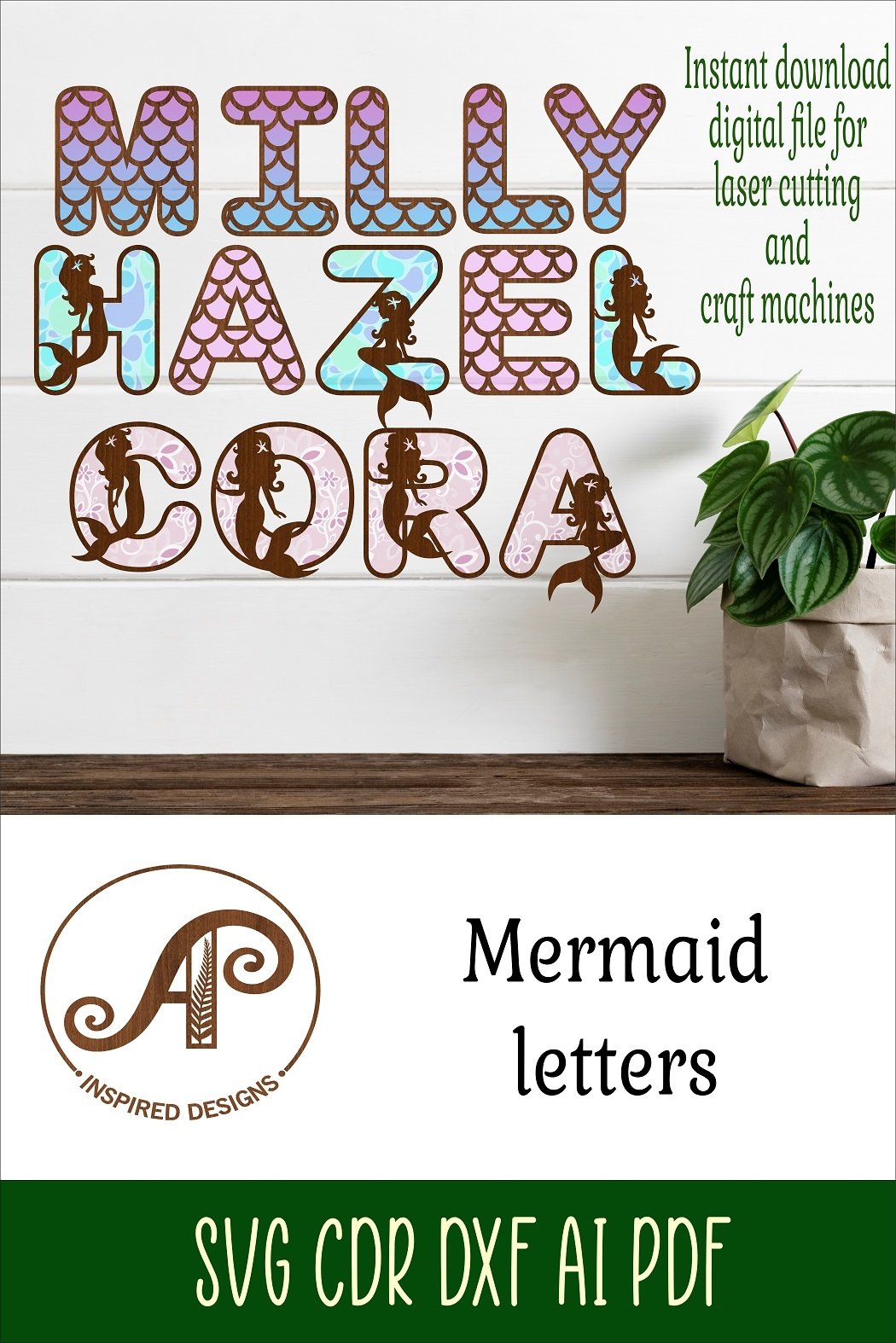 Mermaid scale alphabet set. 2 layer letters. 52 letters