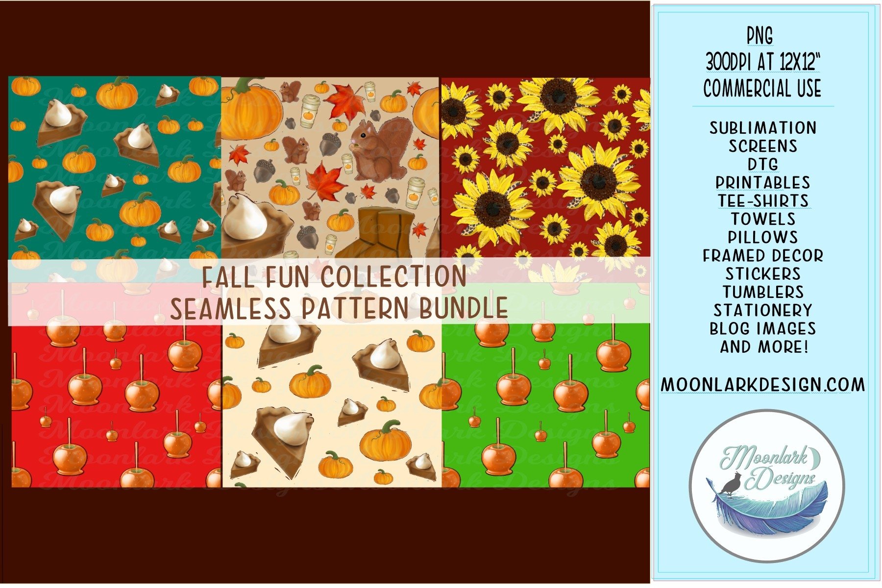 Fall seamless pattern digital paper bundle, autumn png