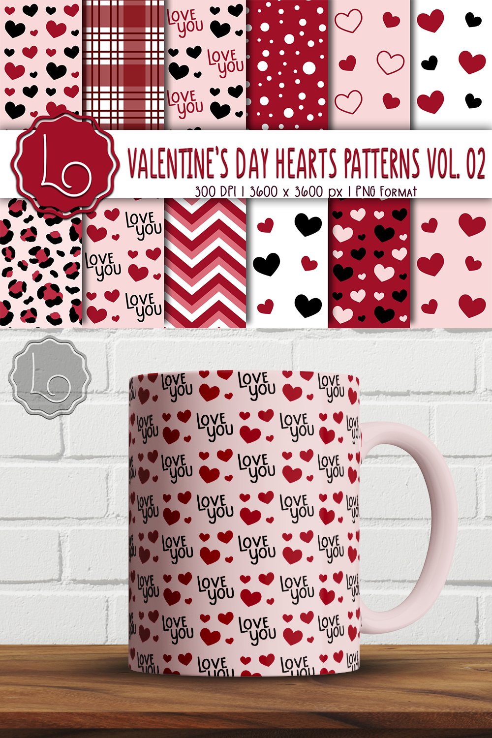 Valentines Day Hearts Patterns Vol 02