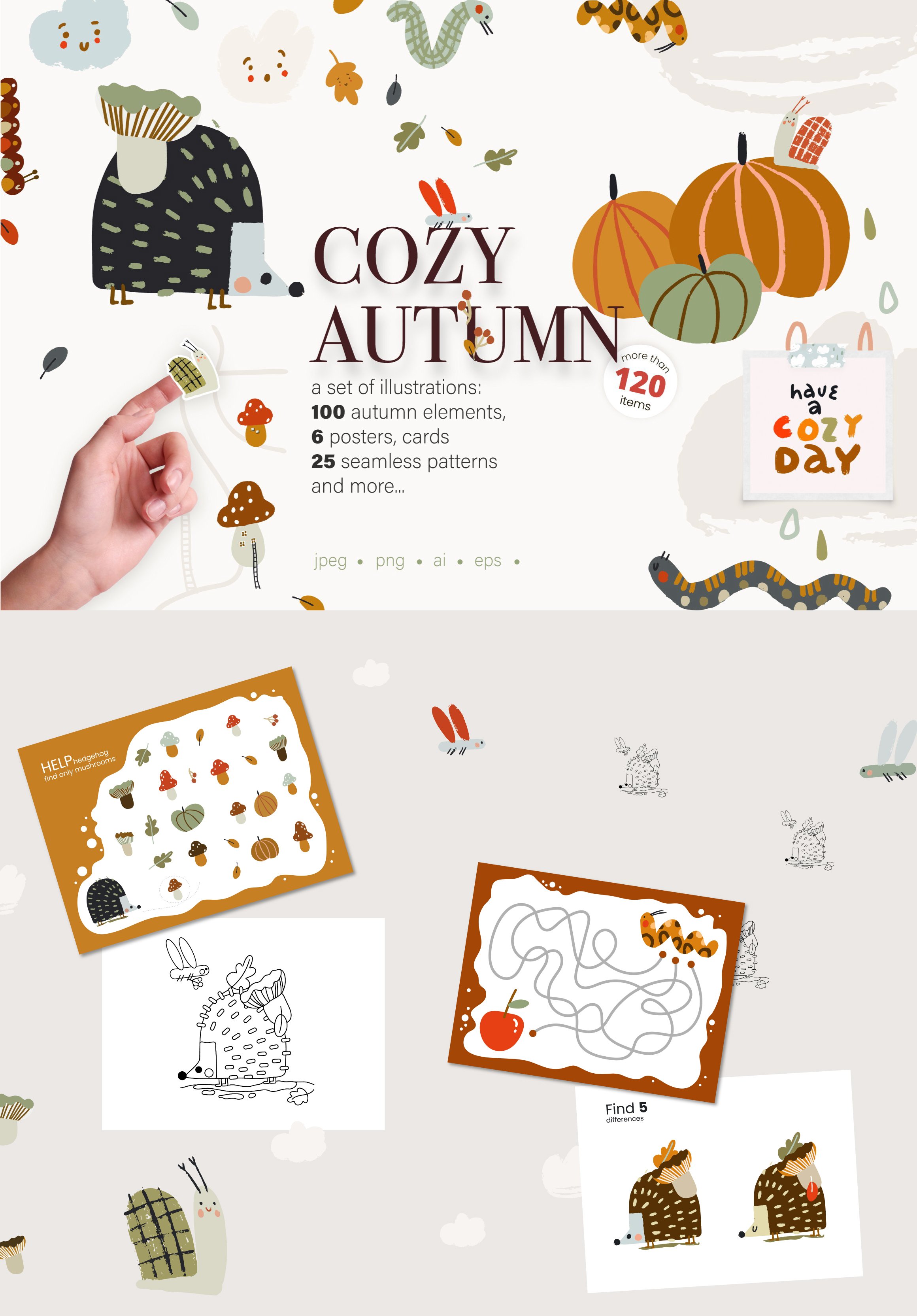 Cozy autumn clipart set
