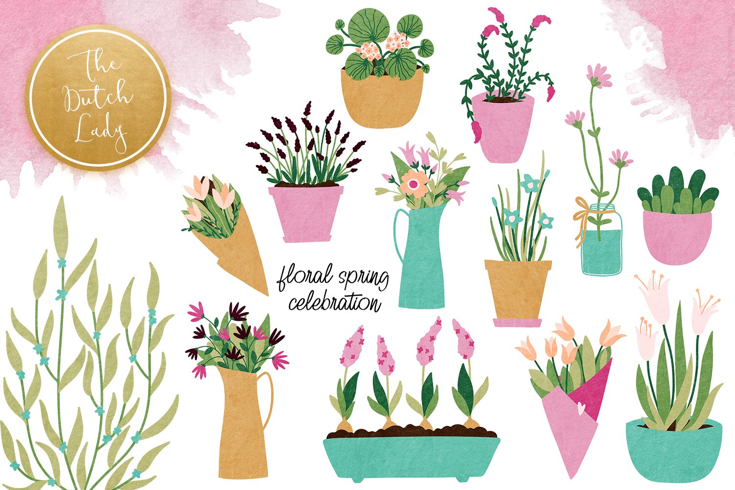 Spring Flower & Tulip Clipart Set