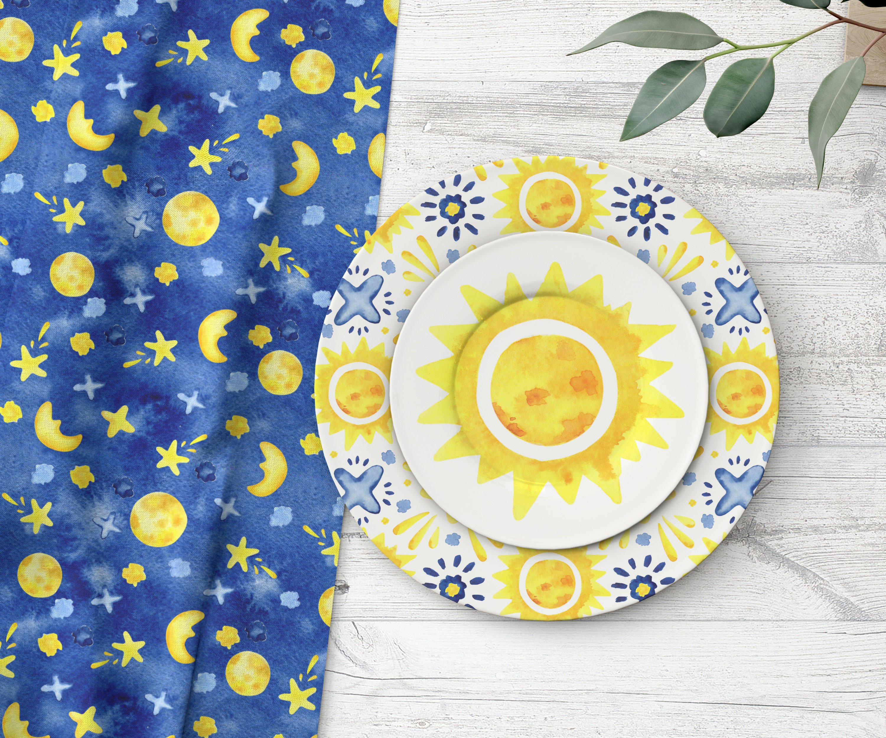 Digital paper space, watercolor cosmos seamless patterns