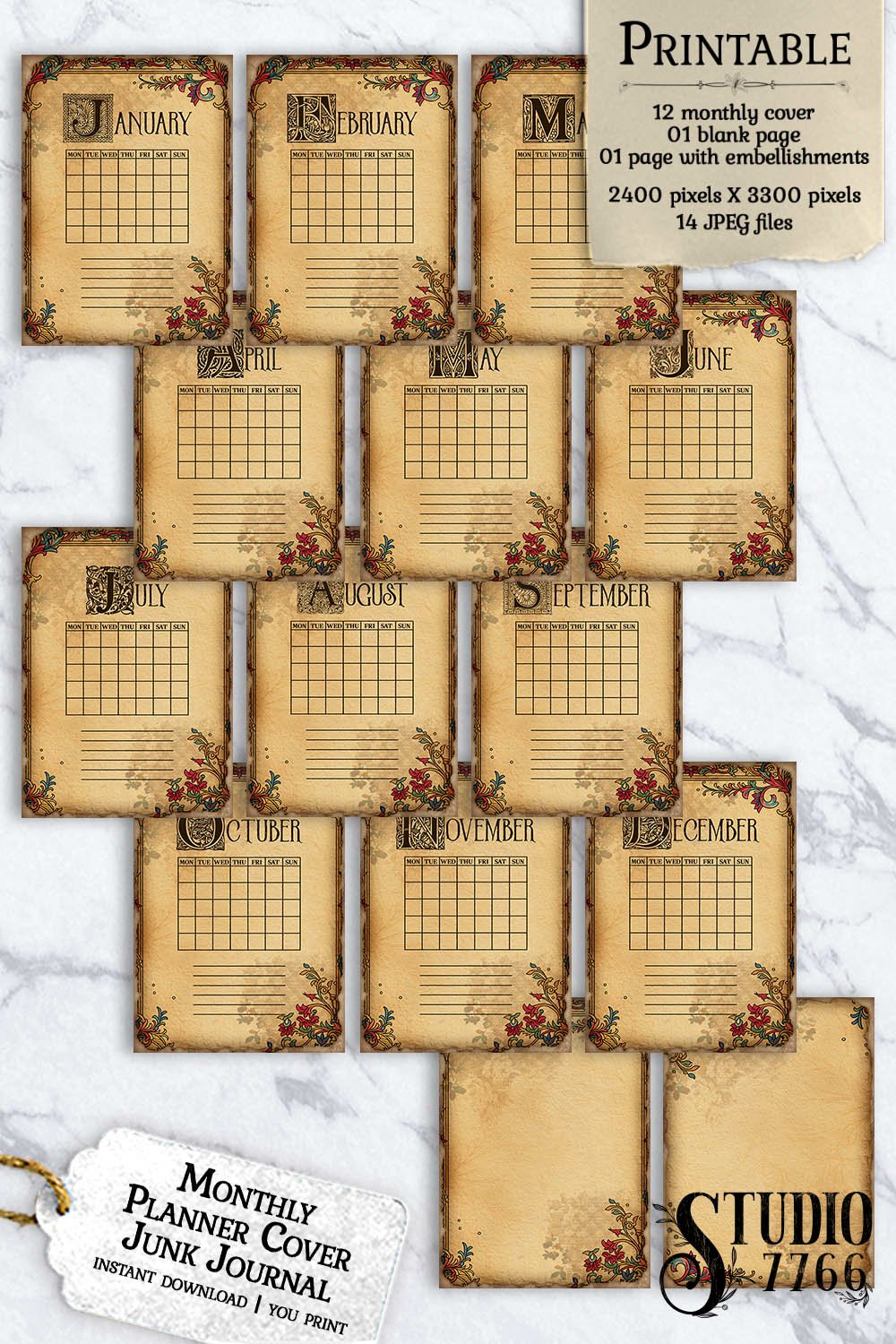 Monthly Planner Cover Junk Journal Pages (3771388)