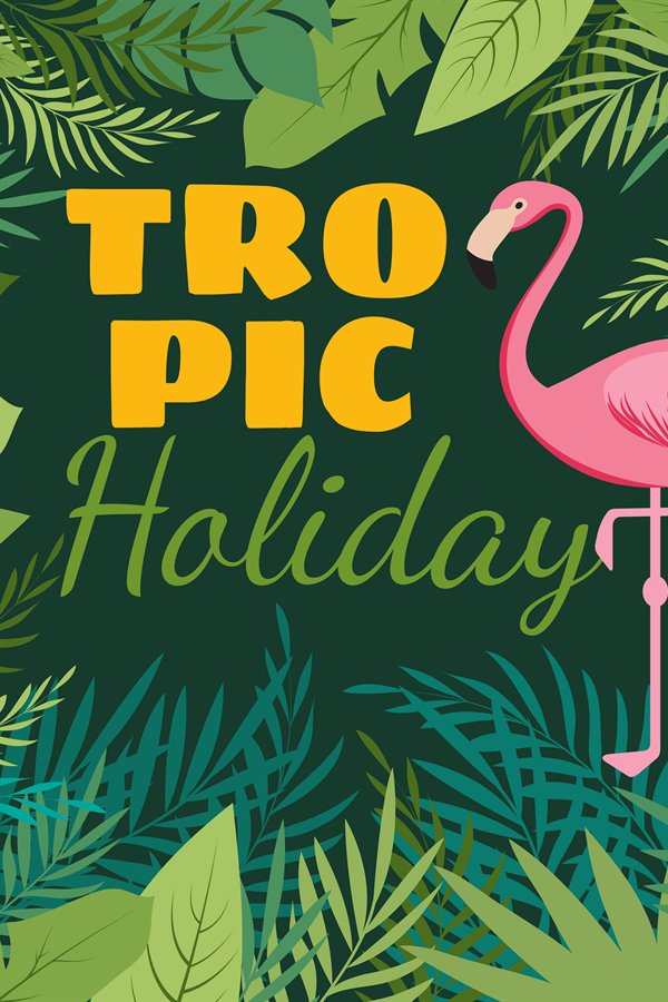 Tropical holiday vector background with exotic flowers and p