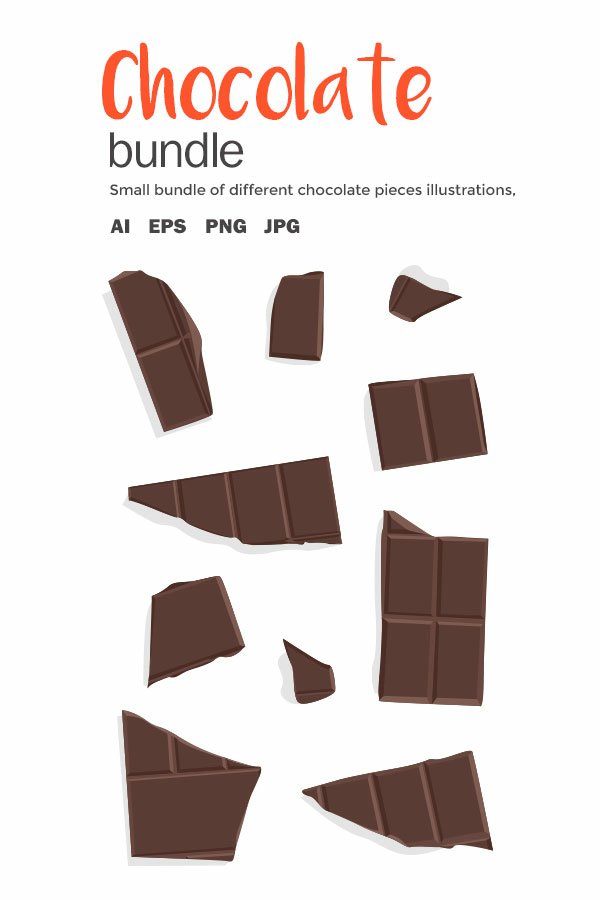 Chocolate Pieces Illustrations Bundle