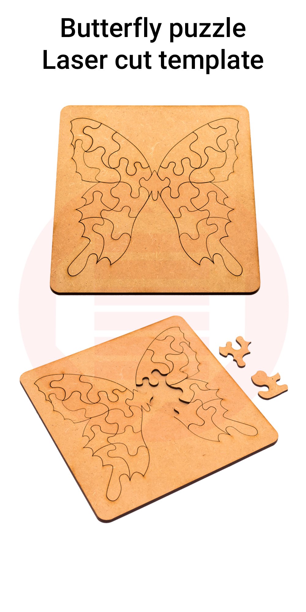 Butterfly puzzle laser cut template glowforge SVG files