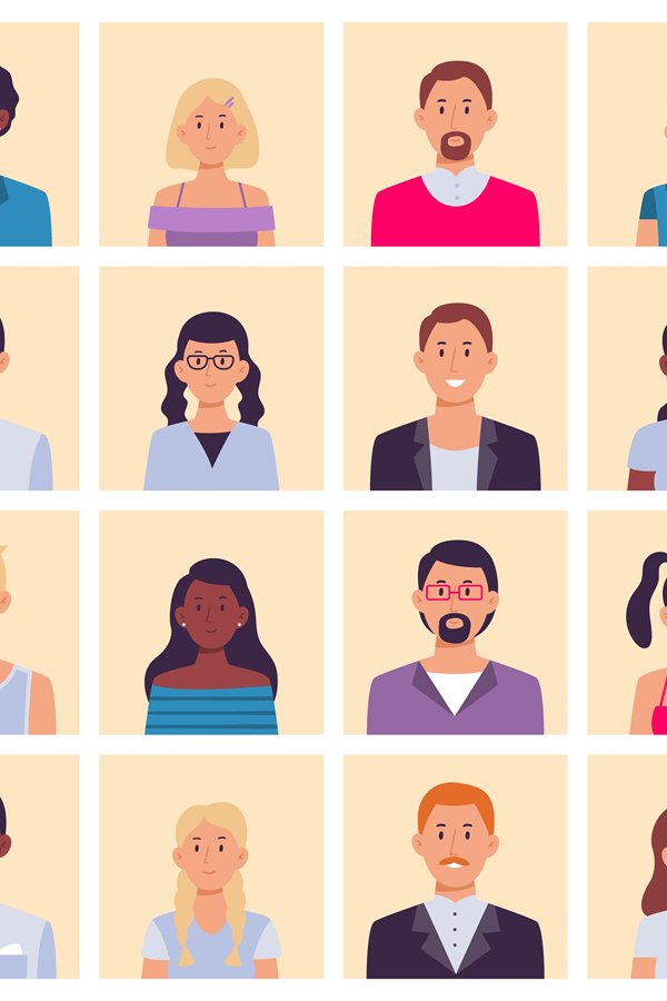 People avatar. Multiethnic people square portraits set