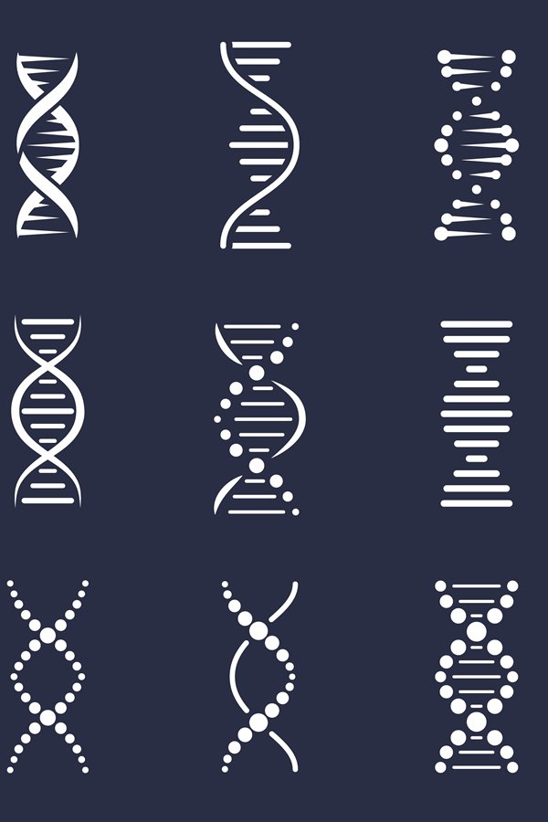 DNA icons. Genetic spiral structure, genome helix. Biotechno