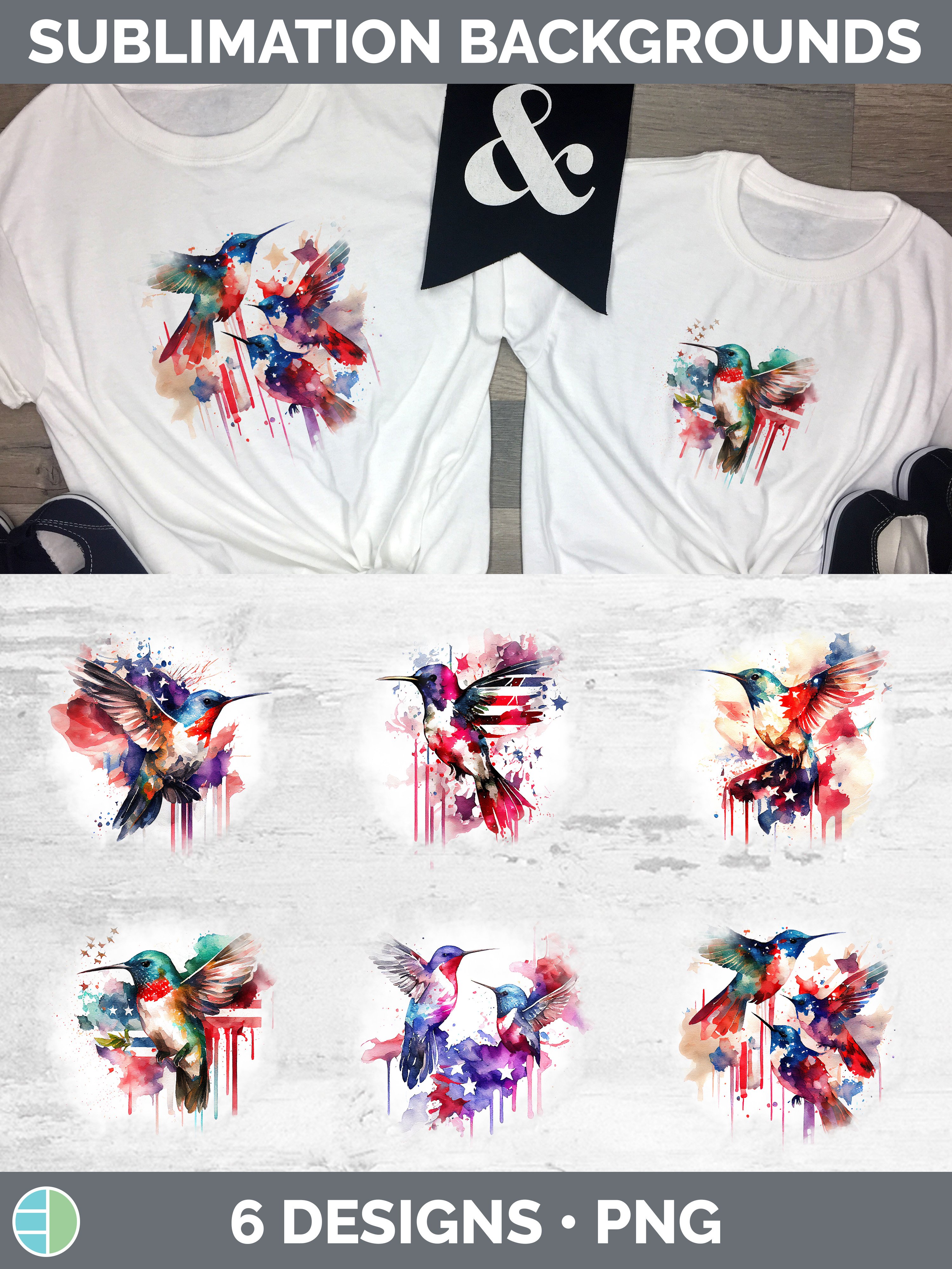 Patriotic Hummingbird Bird Grunge Background | Sublimation D