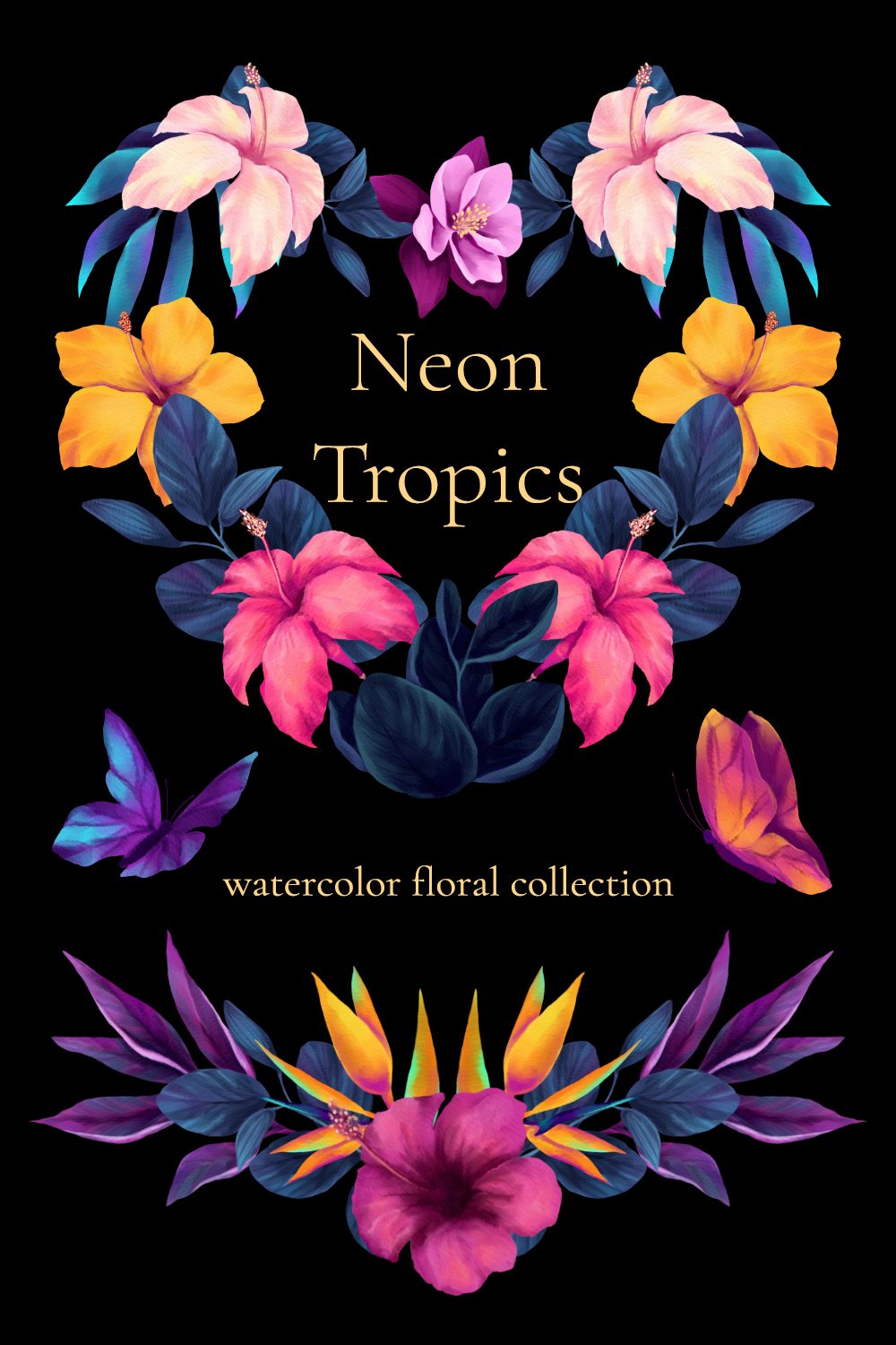 Neon Tropic watercolor collection