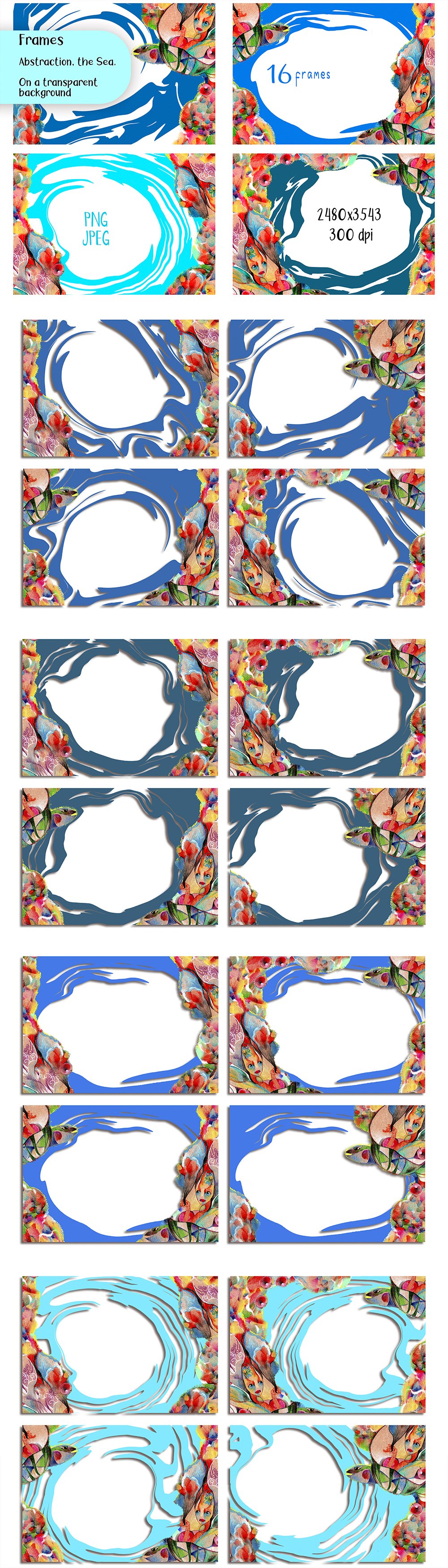 16 Decorative Frames. Abstract Drawing. (2192526)