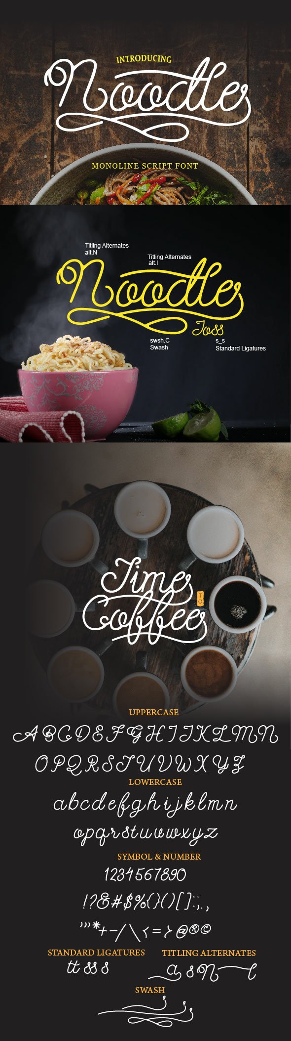 Noodle monoline script font