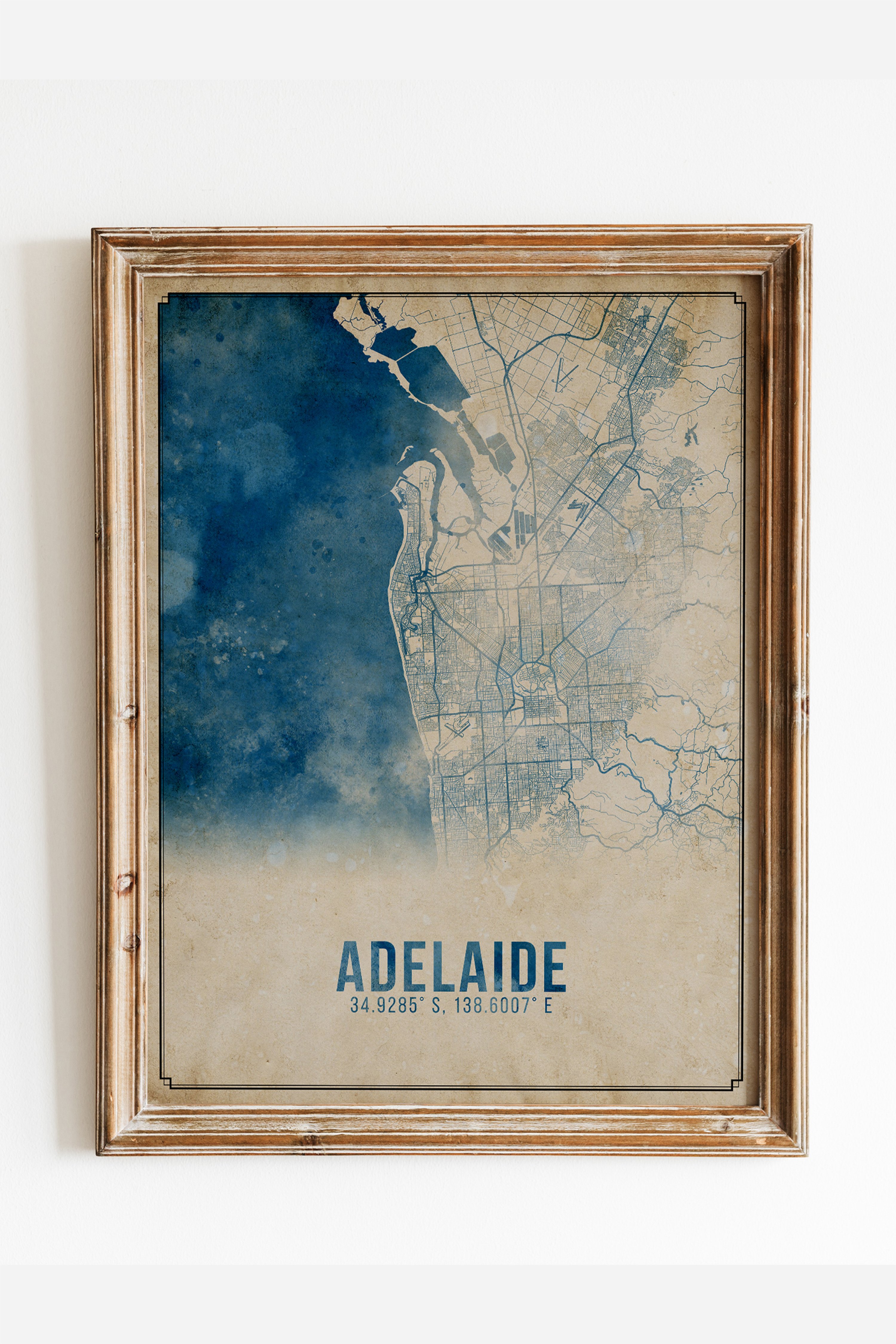 Adelaide Antique Watercolor City Map Poster