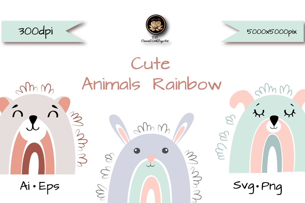 Funny animals rainbow