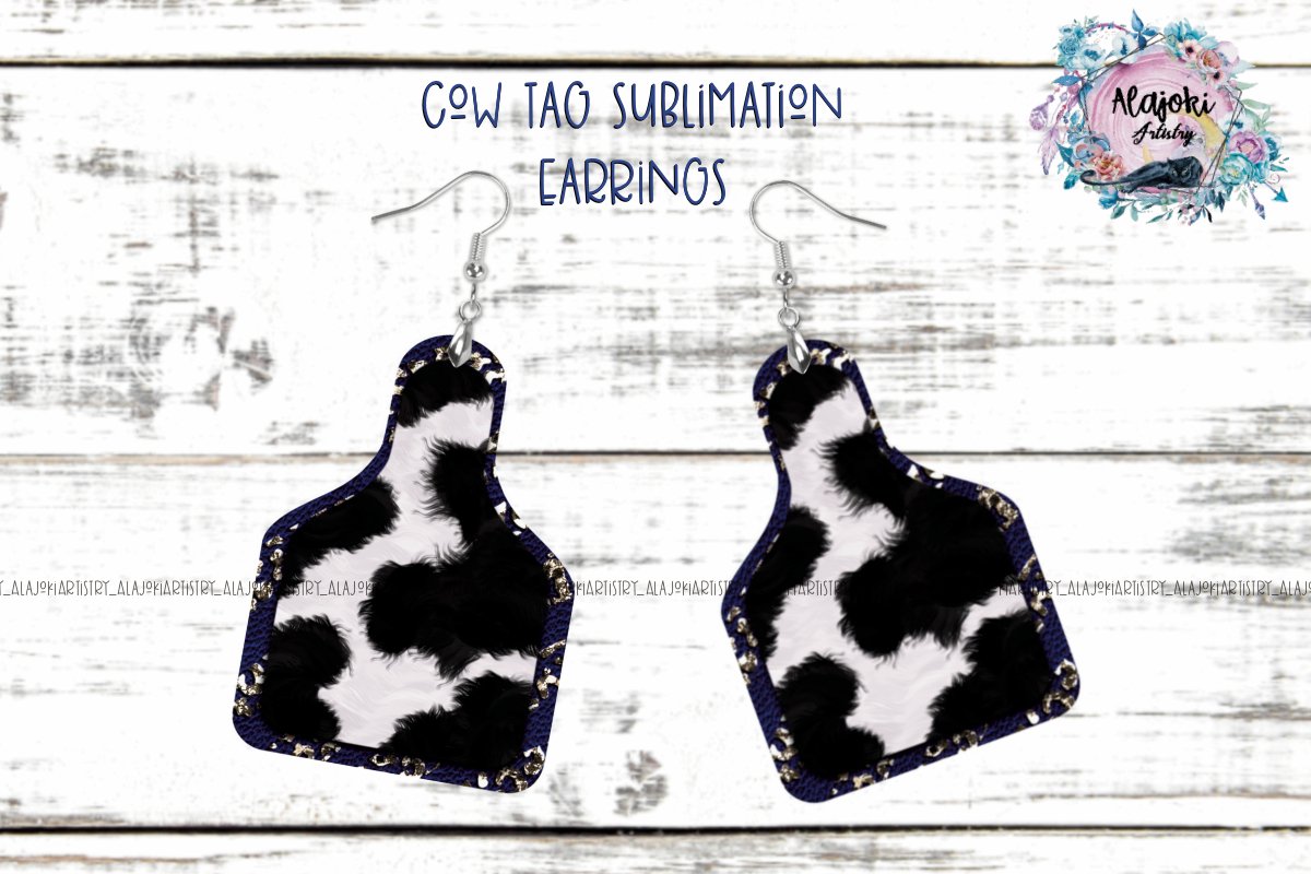 Furry Cow Print | Cow Tag Sublimation Earring Designs
