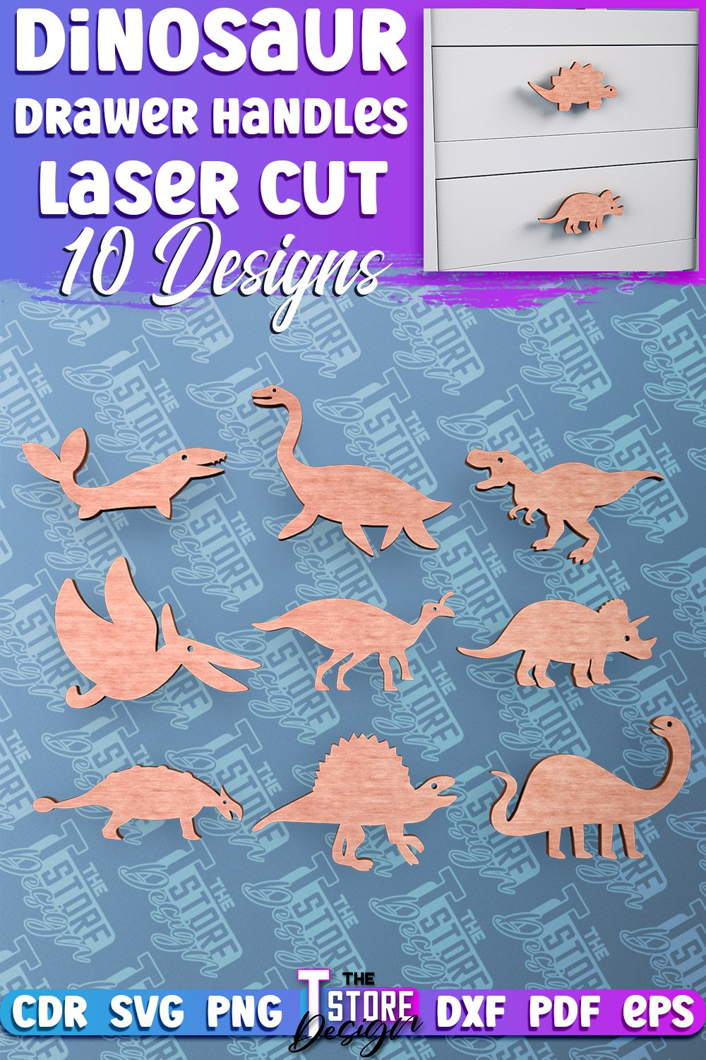 Dinosaur Drawer Handles Laser Cut | Laser Cut SVG (2885773)