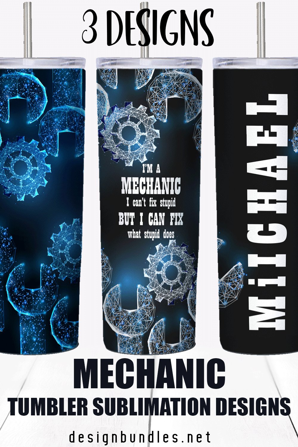 Mechanic tumbler sublimation design. Full wrap png