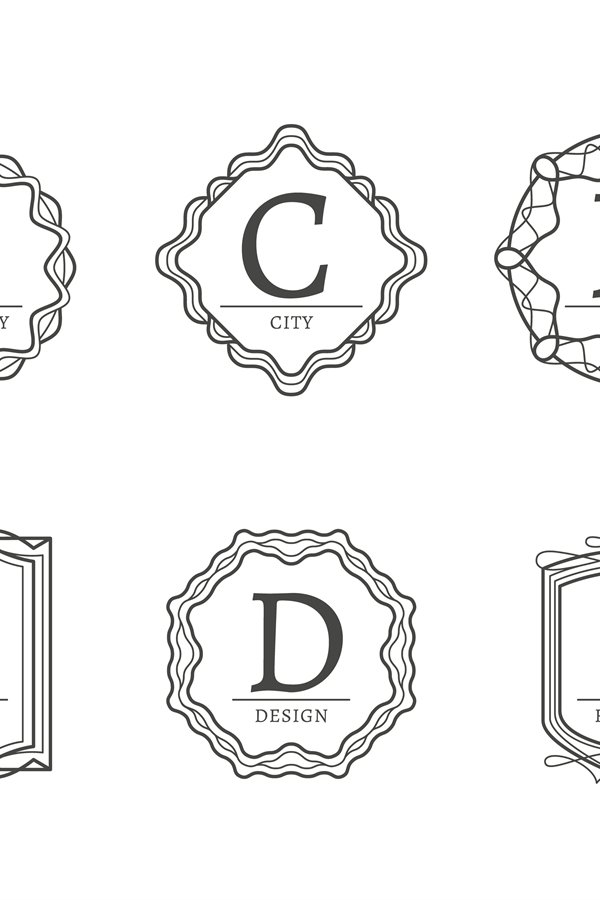 Modern line labels and emblems